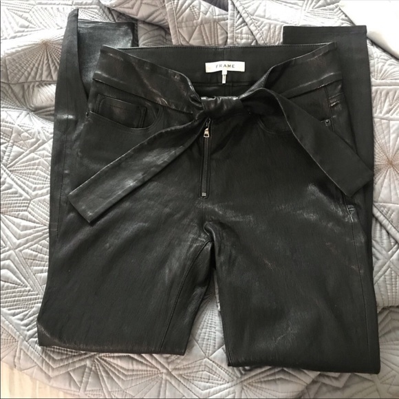 Frame Denim | Pants & Jumpsuits | Frame Tie Leather Pants | Poshmark